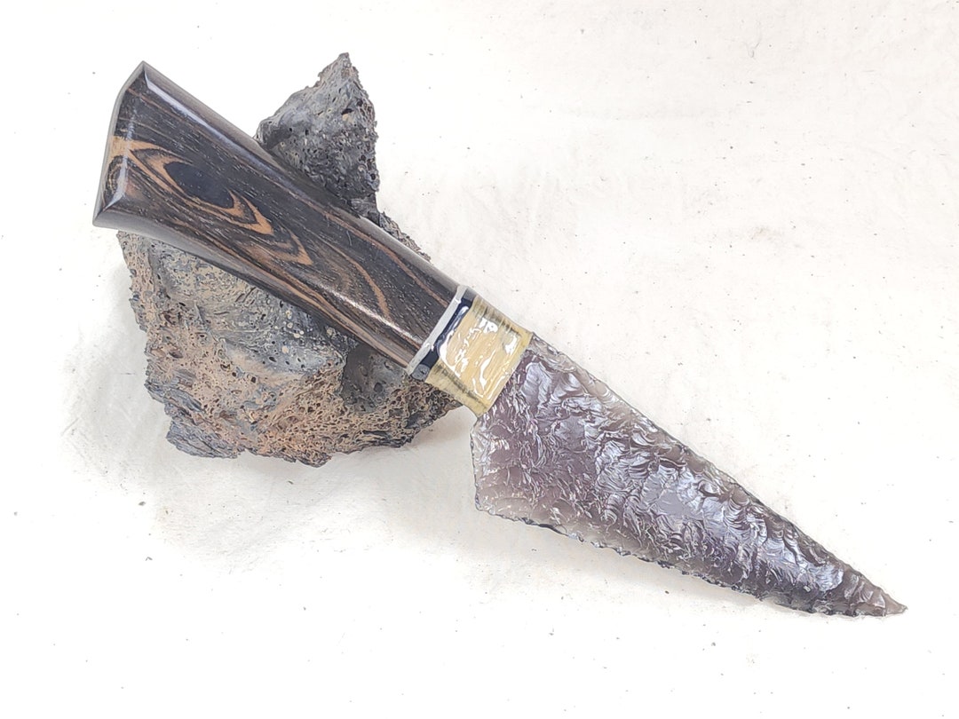 Rare Pink Lady Obsidian Knife With Madagascar Ebony Handle - Etsy