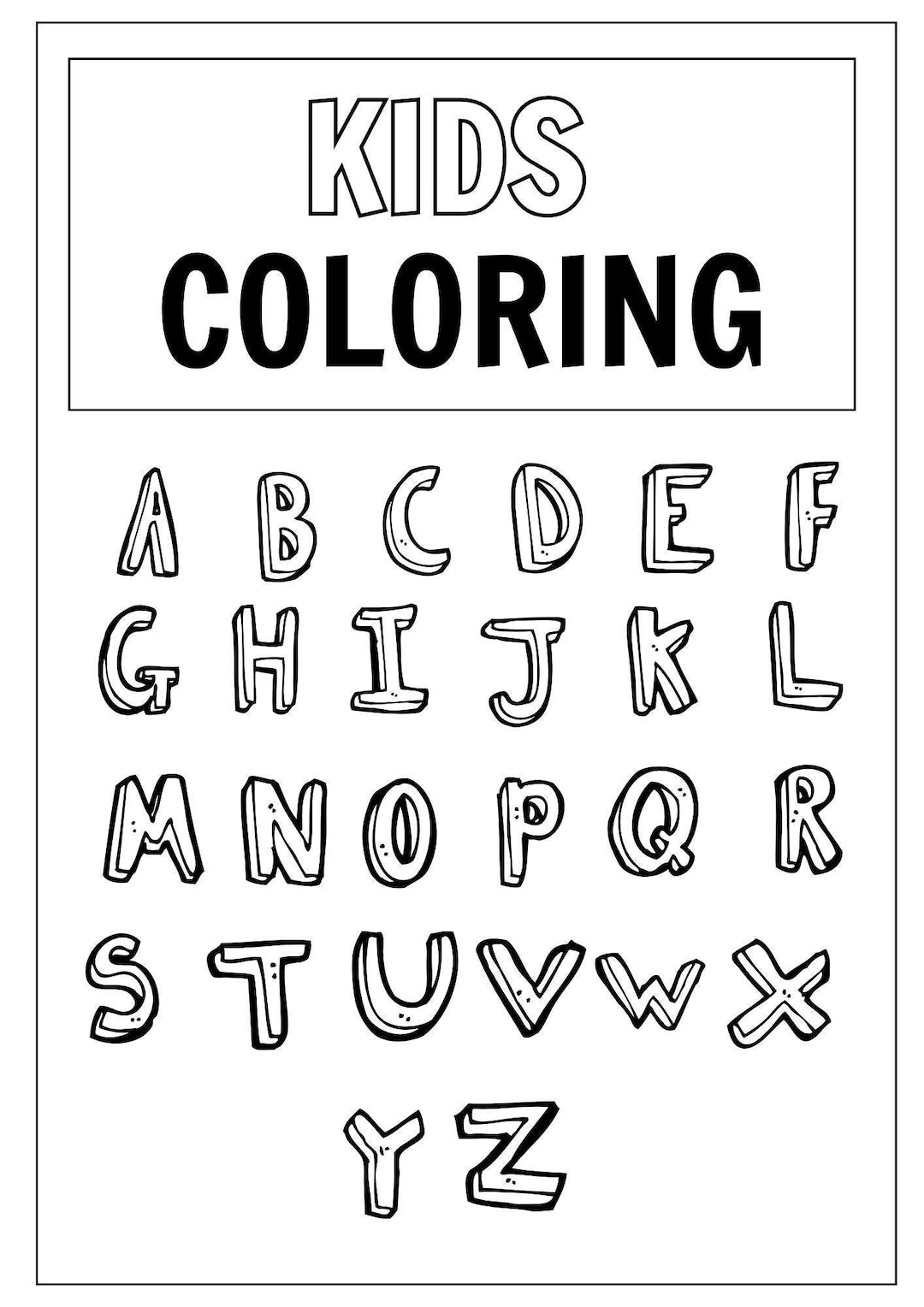 KIDS Alphabet A to Z Coloring Worksheet Set – Fun & Educational ...