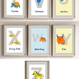 Alphabet Animal Wall Art ABC Nursery Prints Educational Kids Room Decor ...