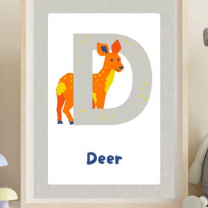 Alphabet Animal Wall Art ABC Nursery Prints Educational Kids Room Decor ...
