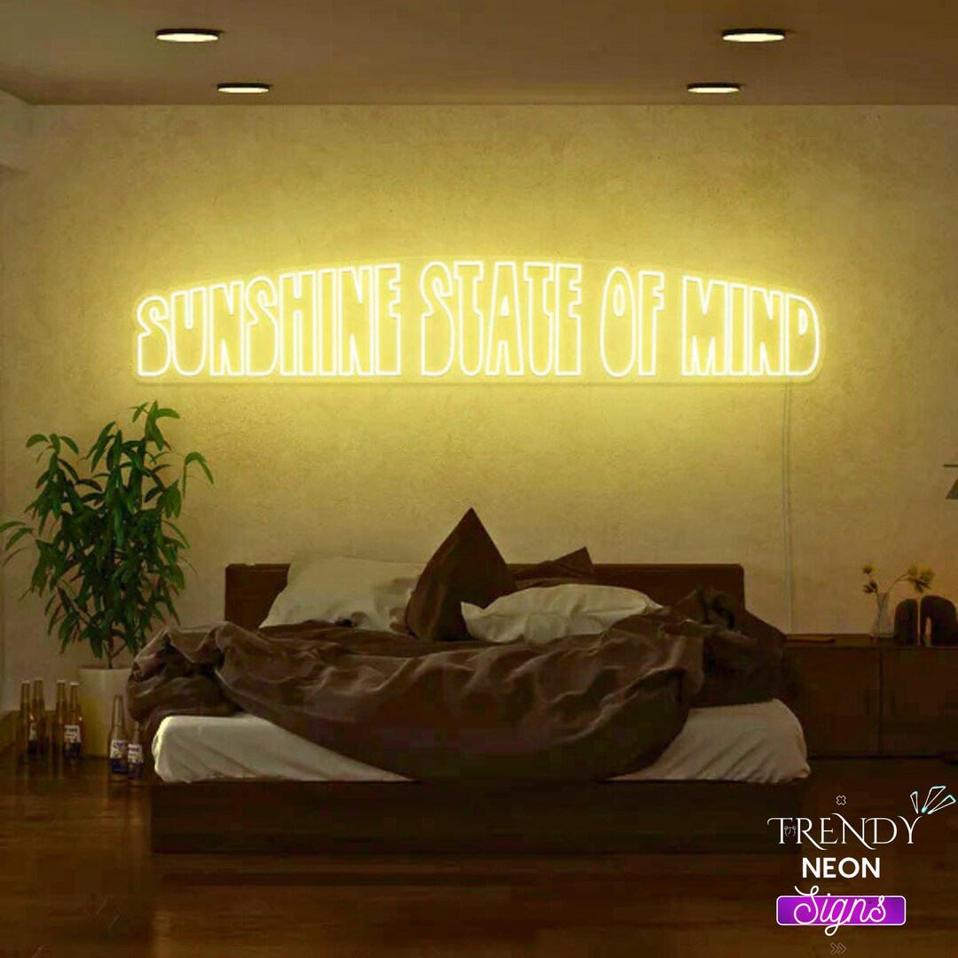 Sunshine State of Mind Neon Sign - Aesthetic LED Wall Art, Bright ...