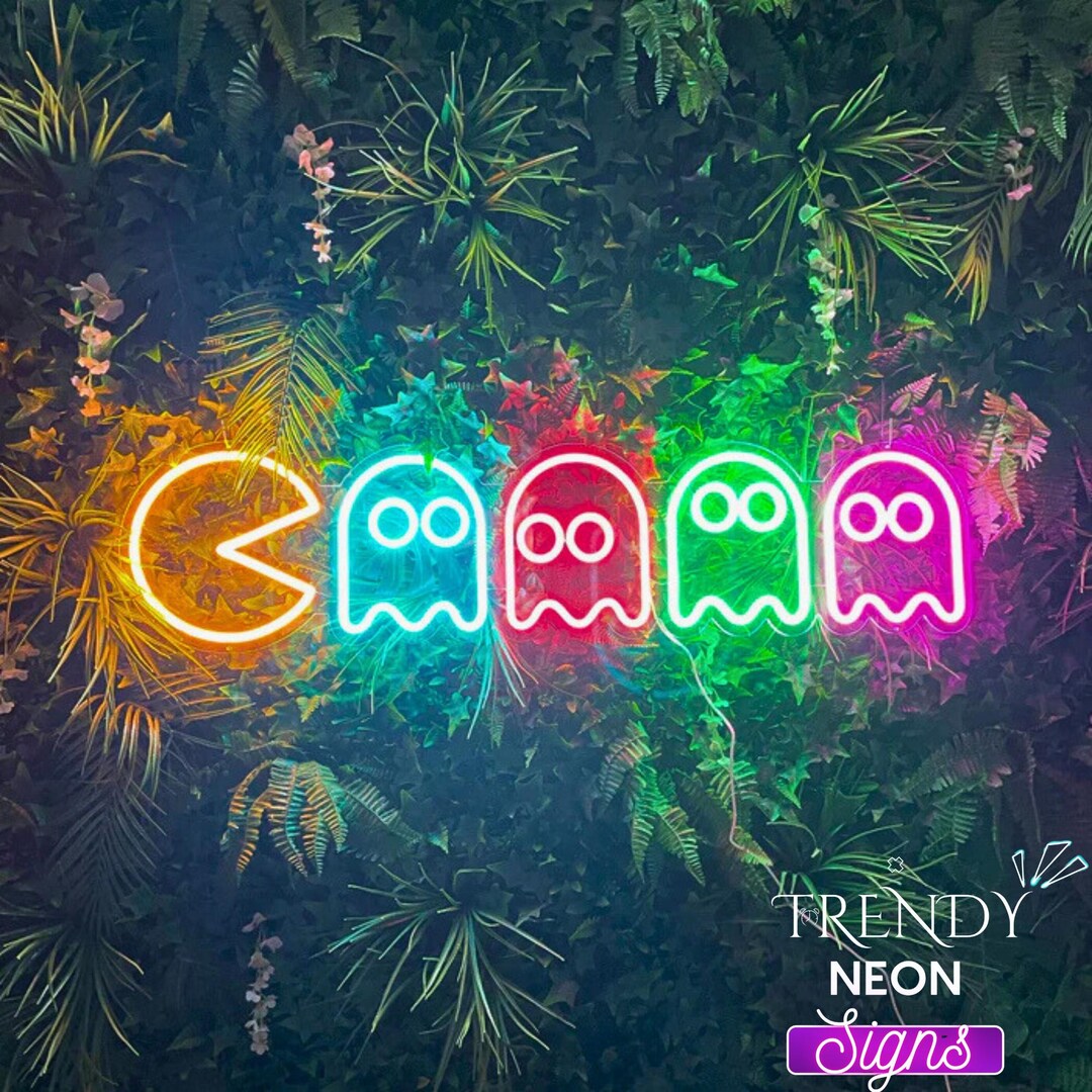 Pac-man Neon Sign – Retro LED Wall Light, Gamer Room Decor, Arcade Neon ...