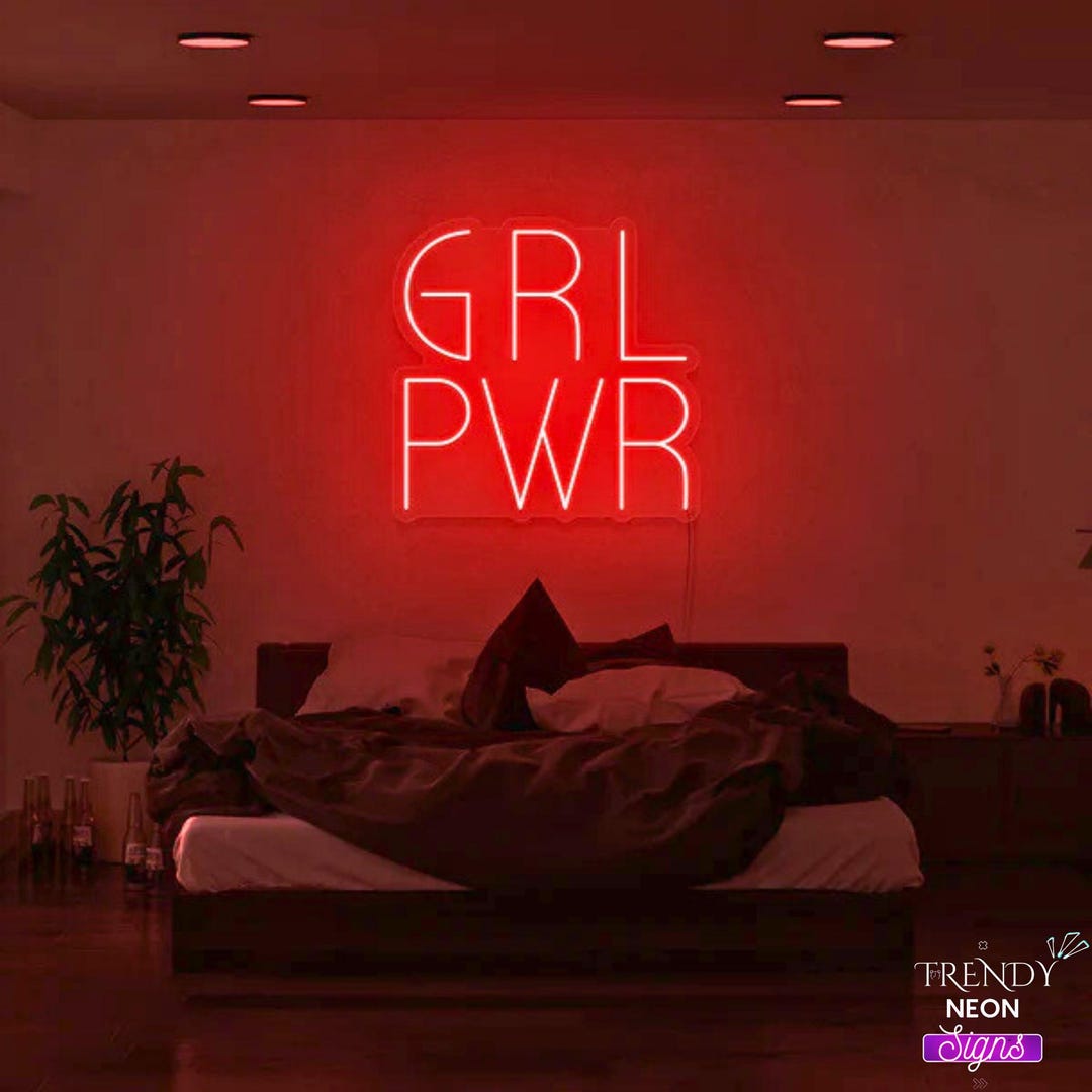 Girl Power Neon Sign - Feminist LED Light, GRL PWR Wall Decor ...