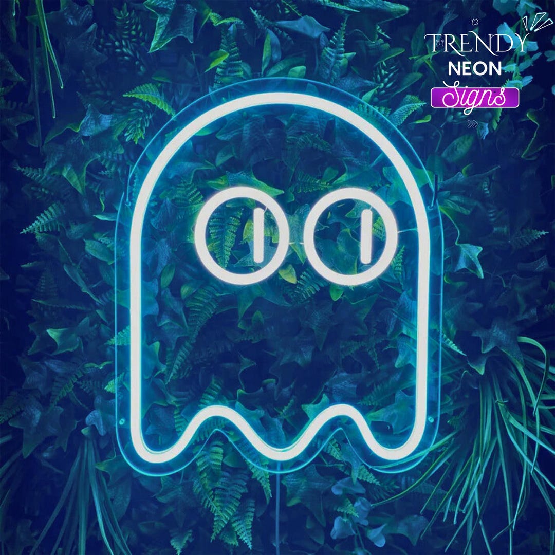 Pac-man Ghost Neon Sign - LED Neon Light for Retro Gaming Room, Arcade ...