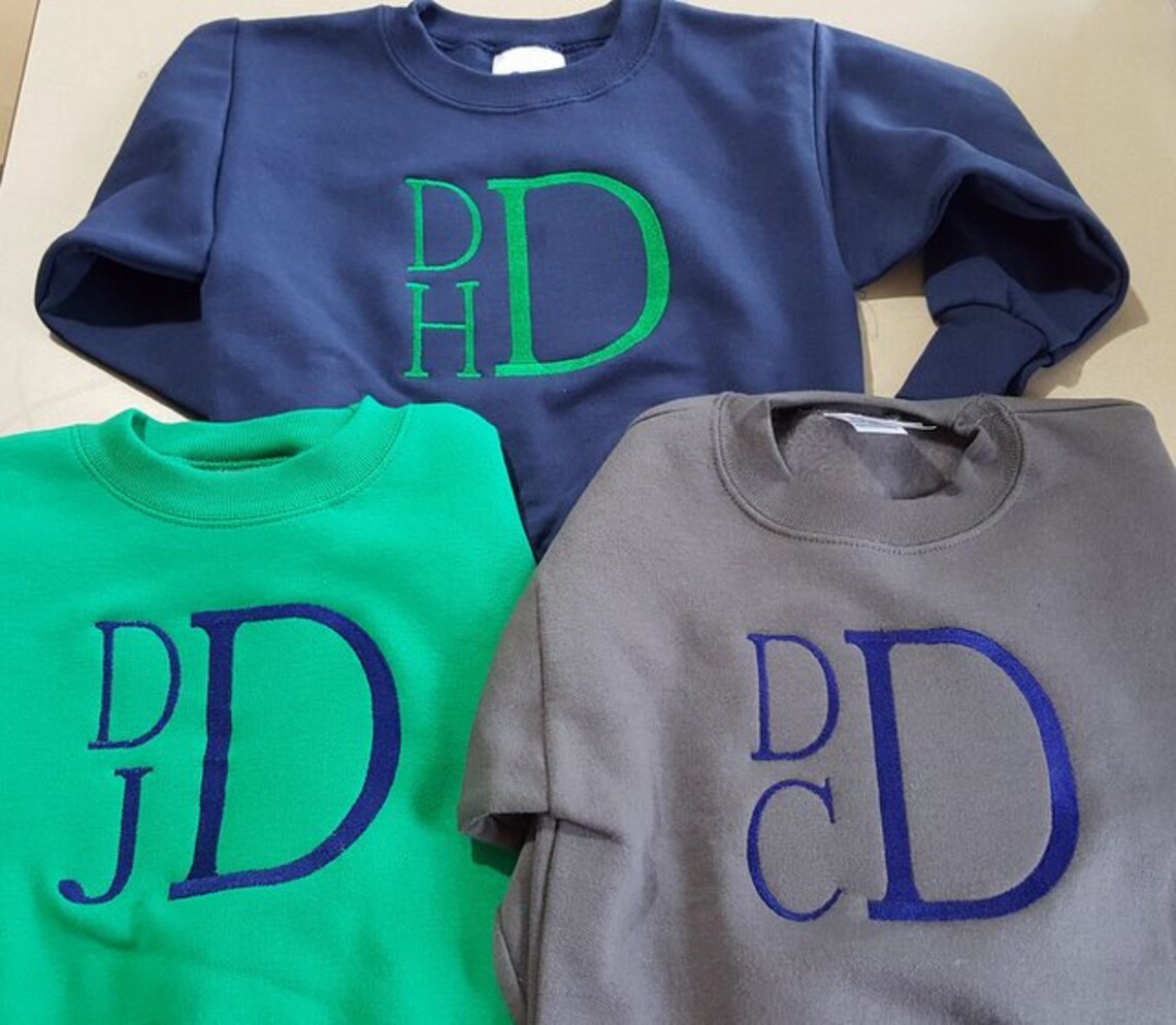 Kids Stacked Monogrammed Crewneck Sweatshirt Children Youth; Large ...