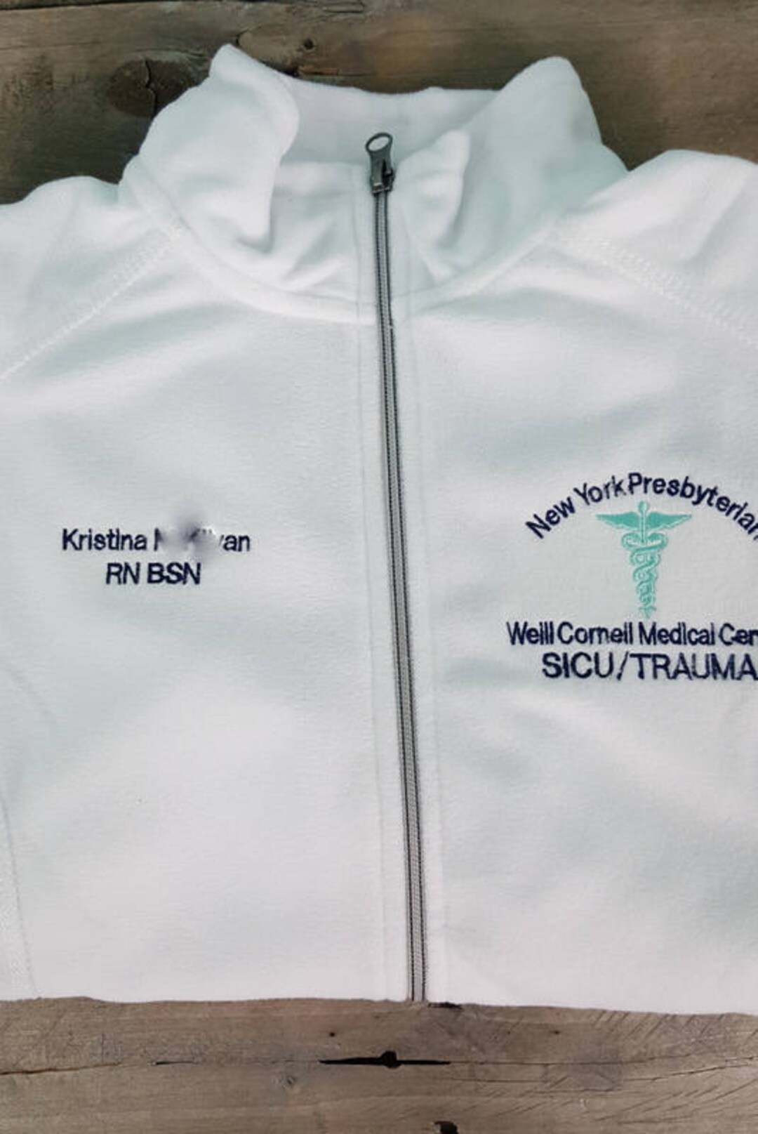 SICU Trauma Nurse Jacket Caduceus White Ladies Lightweight Fleece Full ...