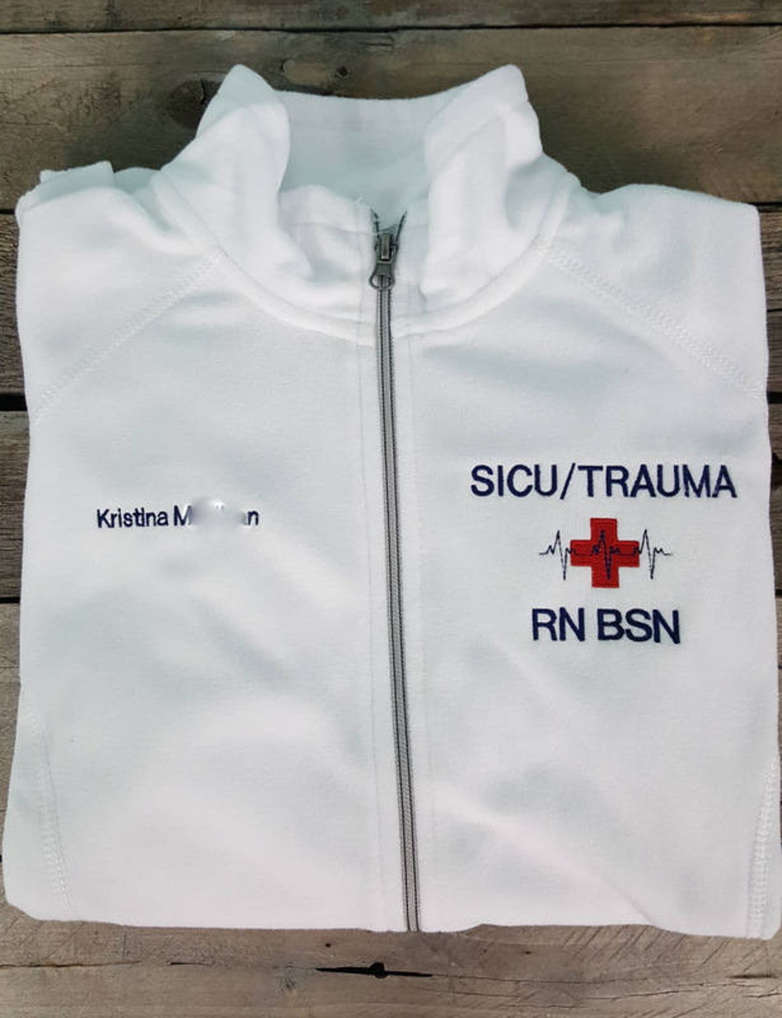 SICU Trauma Nurse Jacket White Ladies Lightweight Fleece Full - Etsy