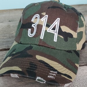 314 Area Code Distressed Baseball Hat St.louis Camo Airport City ...