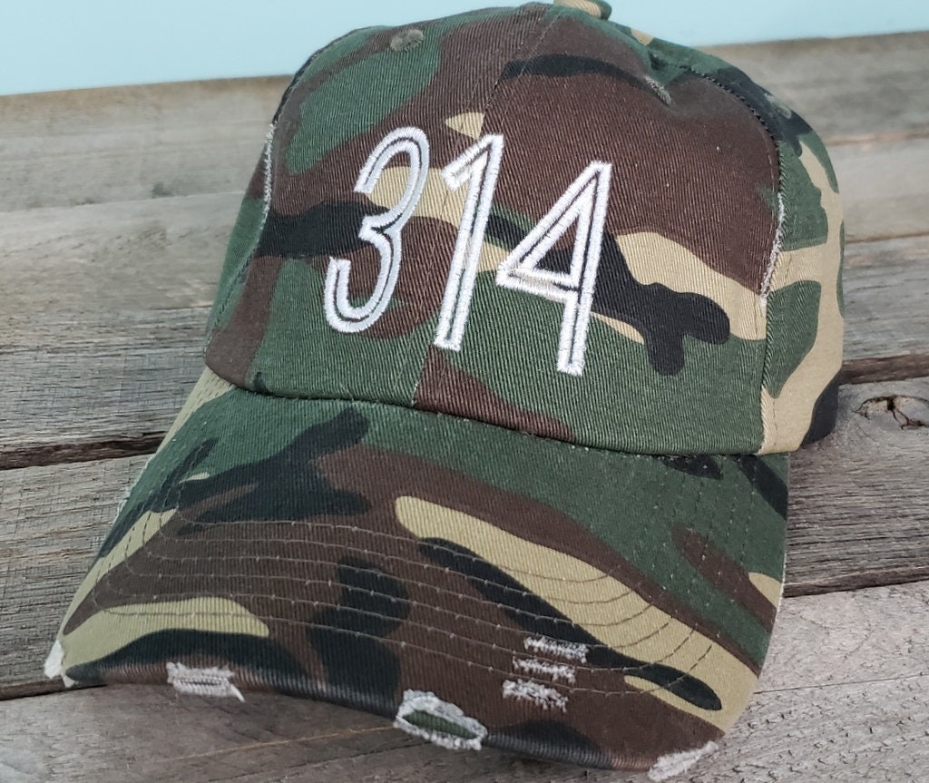 314 Area Code Distressed baseball hat St.Louis camo airport | Etsy