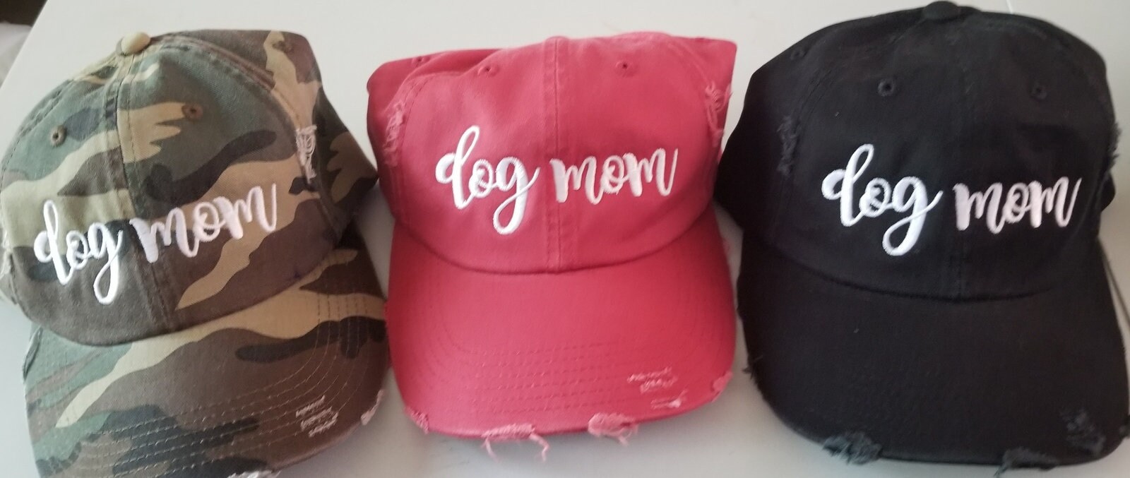 Dog Mom Distressed Baseball Hat Custom Poodle Boykin Pitbull Adjustable ...