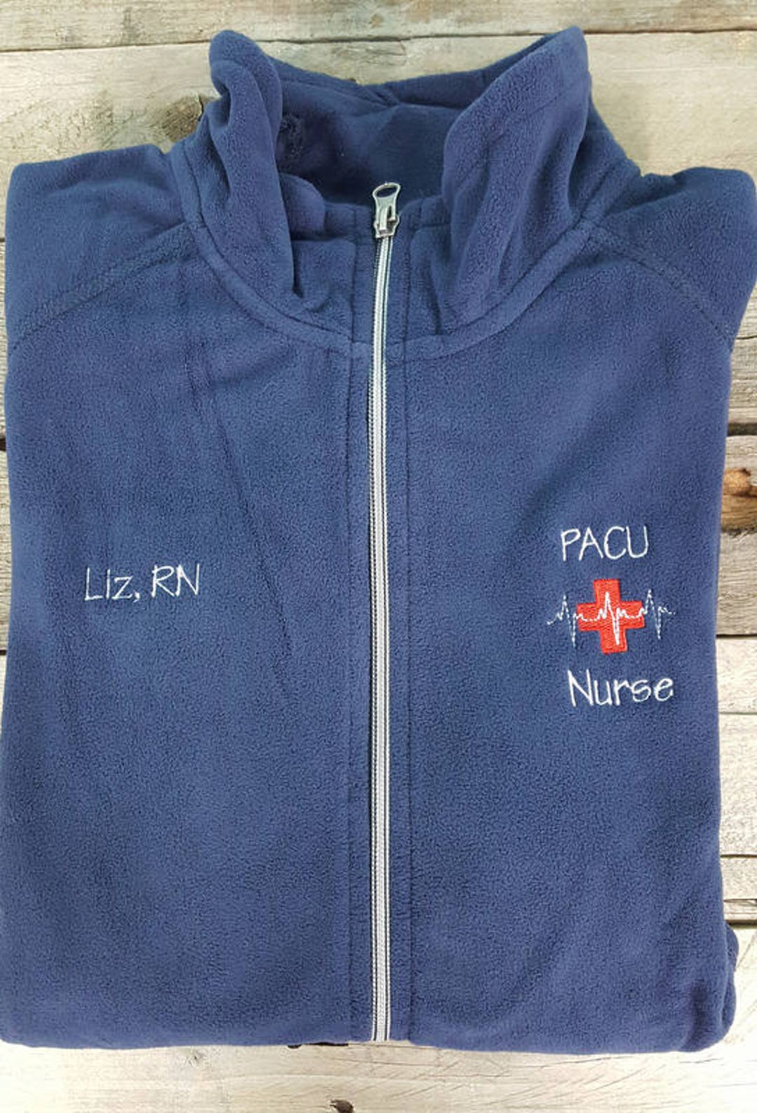 PACU Nurse Jacket Navy Blue Ladies Lightweight Fleece Full Zip ...