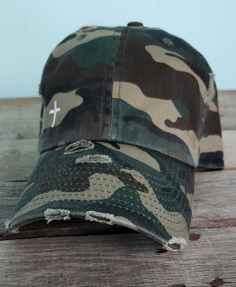 Cross Camo Baseball Hat Christian Distressed Vintage Dad - Etsy