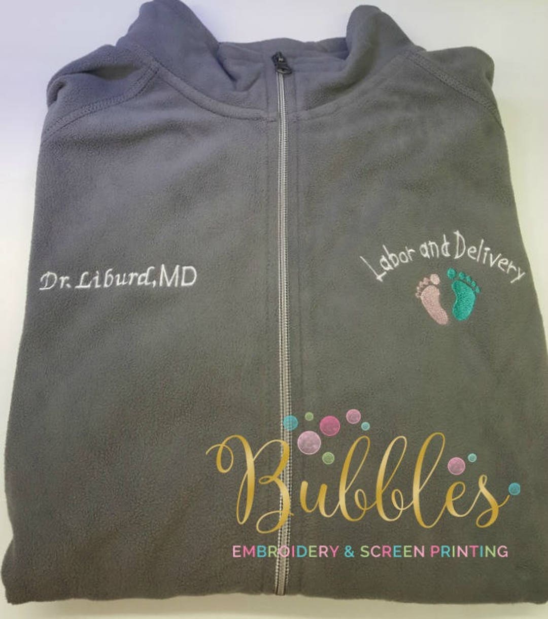 Labor and Delivery Nurse Jacket Grey Ladies Lightweight Fleece Full Zip ...
