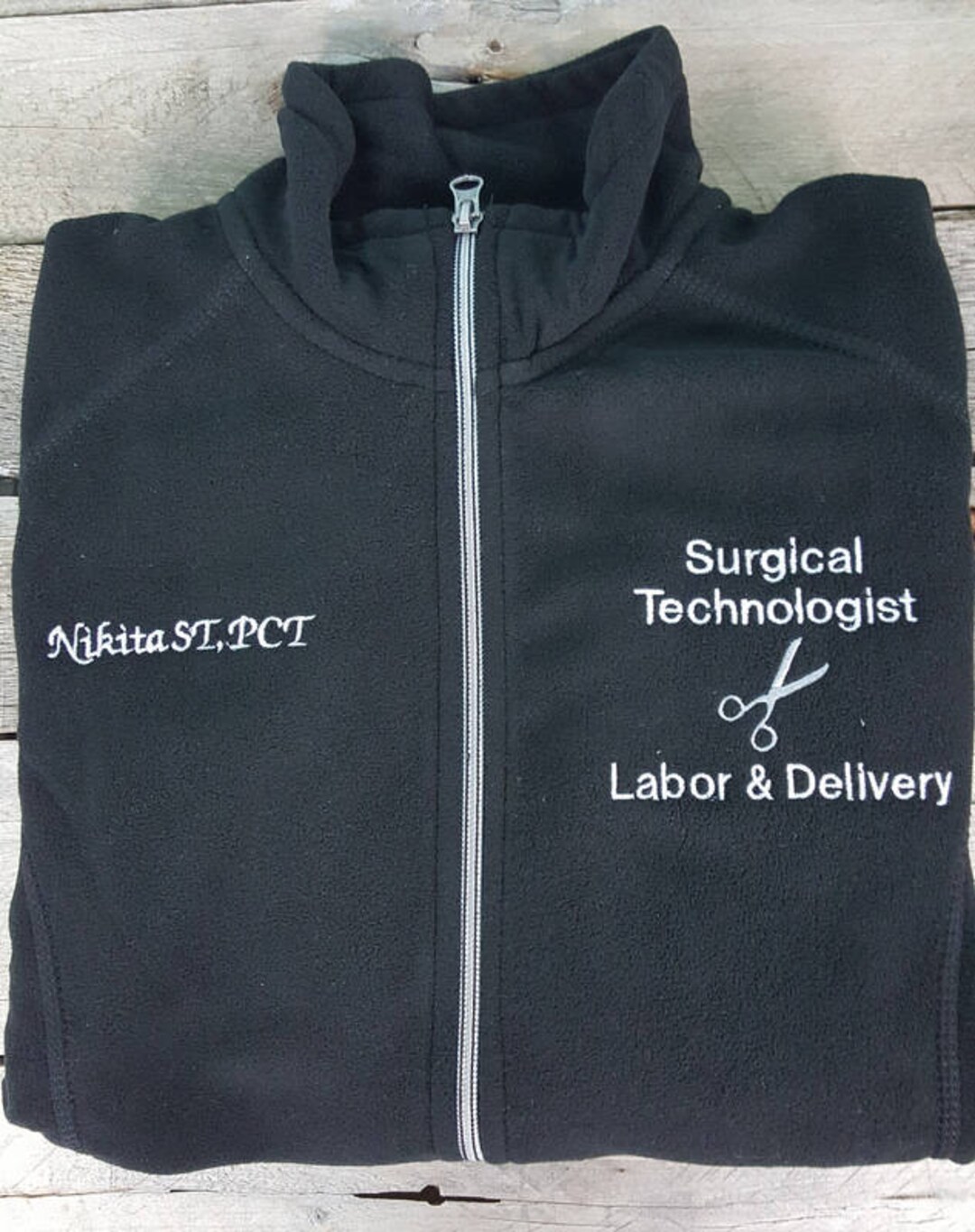 Surgical Tech Labor and Delivery Nurse Jacket Black Ladies Lightweight ...