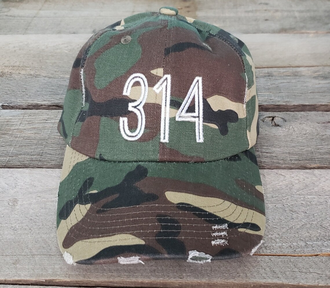 314 Area Code Distressed Baseball Hat St.louis Camo Airport - Etsy