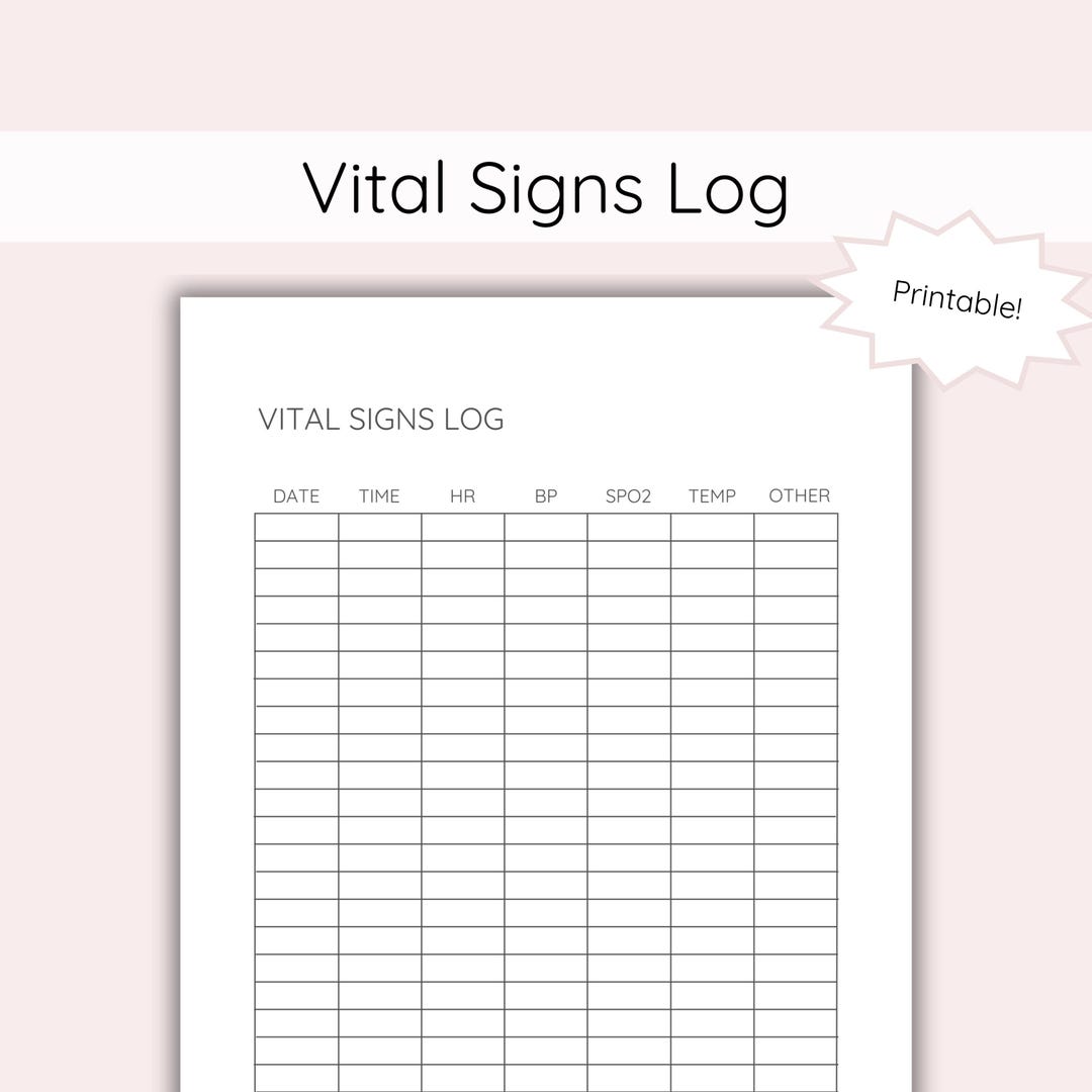 Vital Signs Log, Vital Signs Tracker for Nurses, Vital Signs Log for ...
