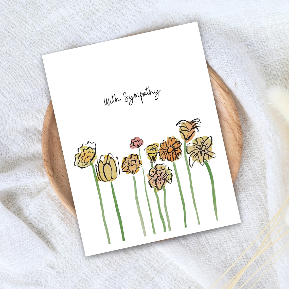 Handmade Watercolour Sympathy Card, My Condolences, Thinking of You ...