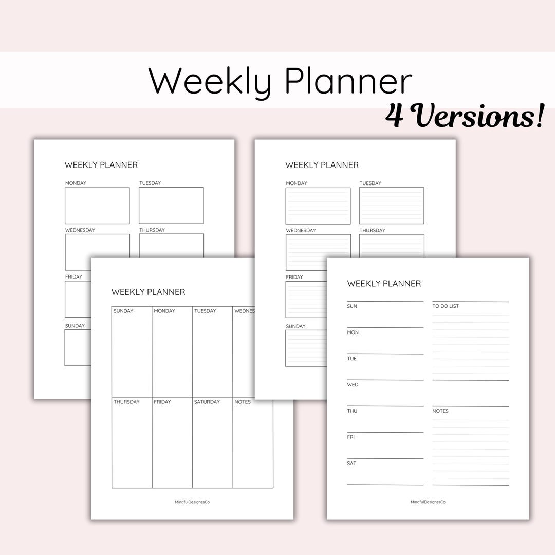 Weekly Planner Printable, Weekly Calendar Printable, Weekly to Do List ...
