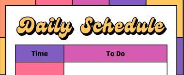 Daily Schedule Document Colorful Checkered Table - Etsy