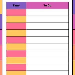 Daily Schedule Document Colorful Checkered Table - Etsy