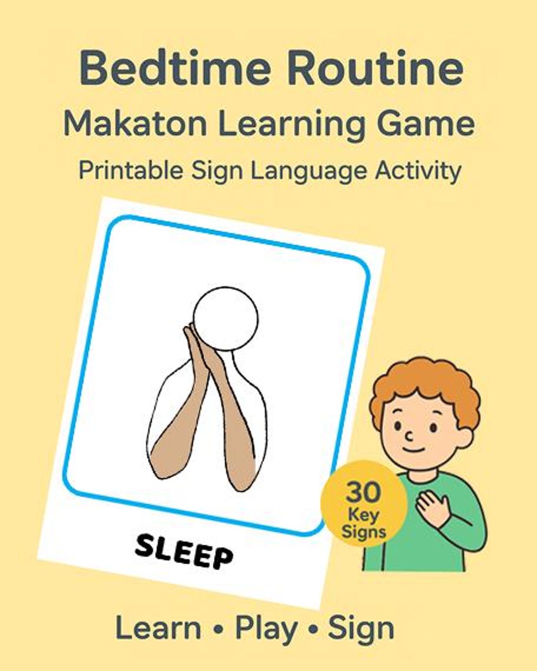 Bedtime Routine Makaton Learning Game | Printable Sign Language ...