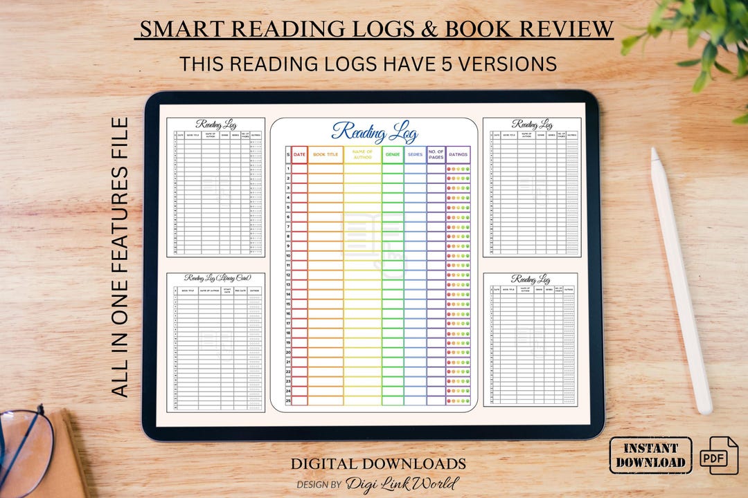 Read Log Monthly | Book Review | Digital Read Planner | 2025 Read ...
