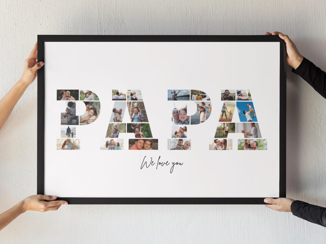 Personalised PAPA Photo Collage Print – Printable Custom Father's Day ...