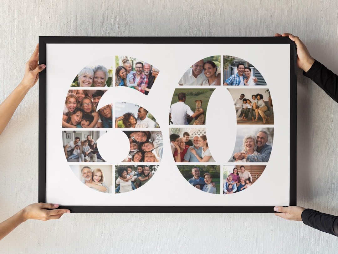Editable 60th Birthday Photo Collage Template | Custom Canva Template ...