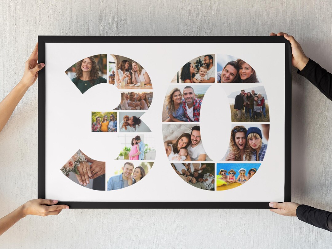Editable 30th Birthday Photo Collage Template | Custom Canva Template ...