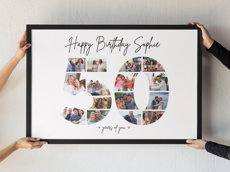 Editable 50th Birthday Photo Collage Template | Custom Canva Template ...
