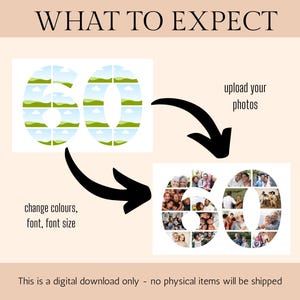 Editable 60th Birthday Photo Collage Template | Custom Canva Template ...