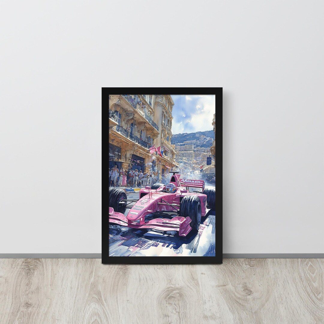Framed Pink Mclaren F1 Racing Car | Monaco Wall Art | Framed Wall Art ...