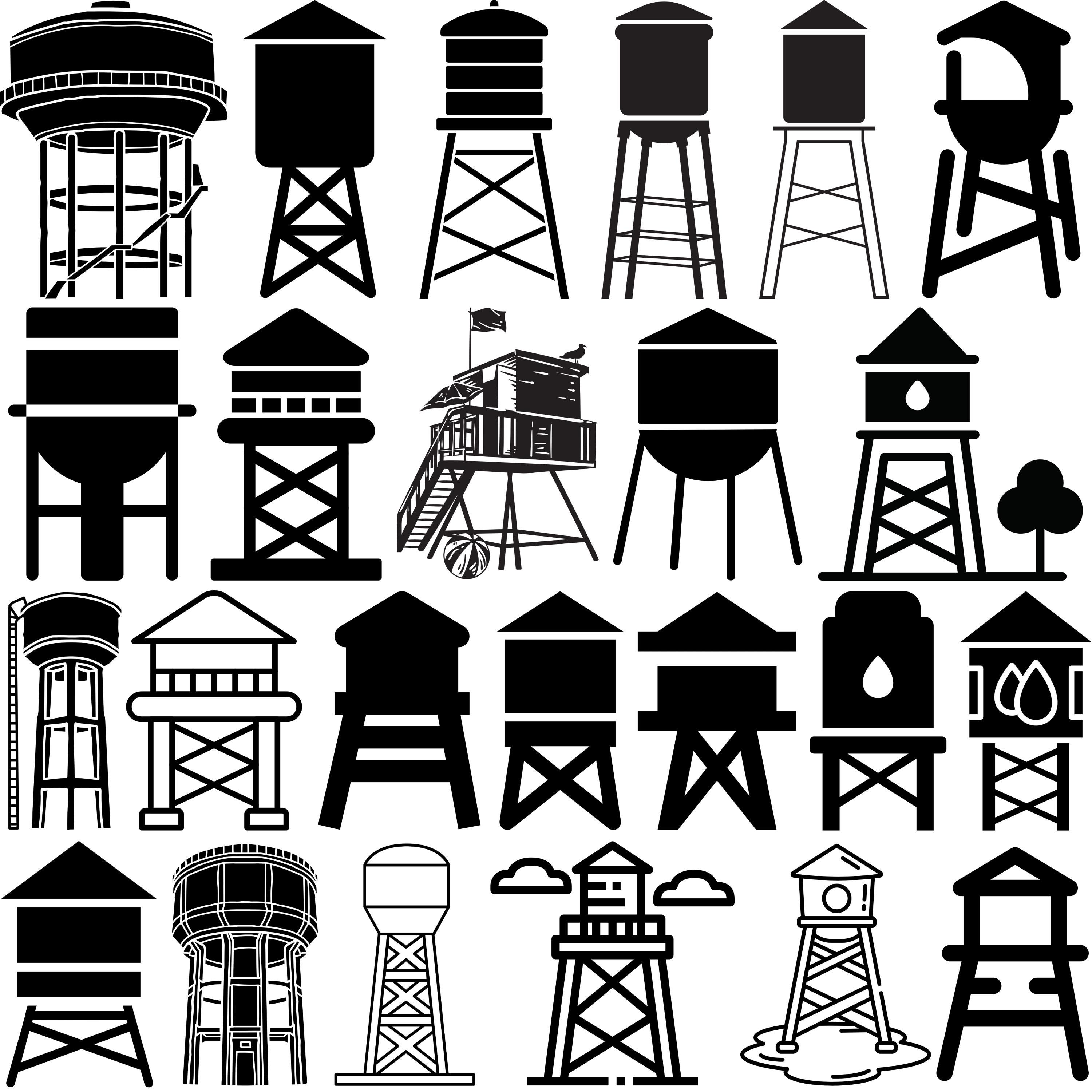 Water Tower Svg Bundle, Building SVG, Water SVG, Water Tower Png, Water ...