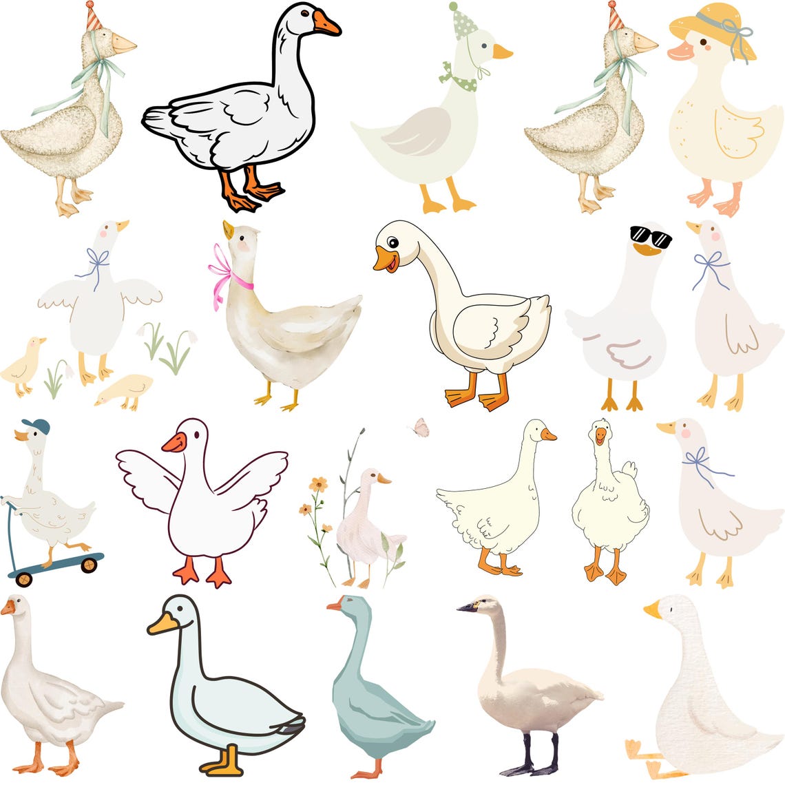 Goose Svg Bundle, Farm Animal Svg, Country Goose Svg, Geese Silhouette ...