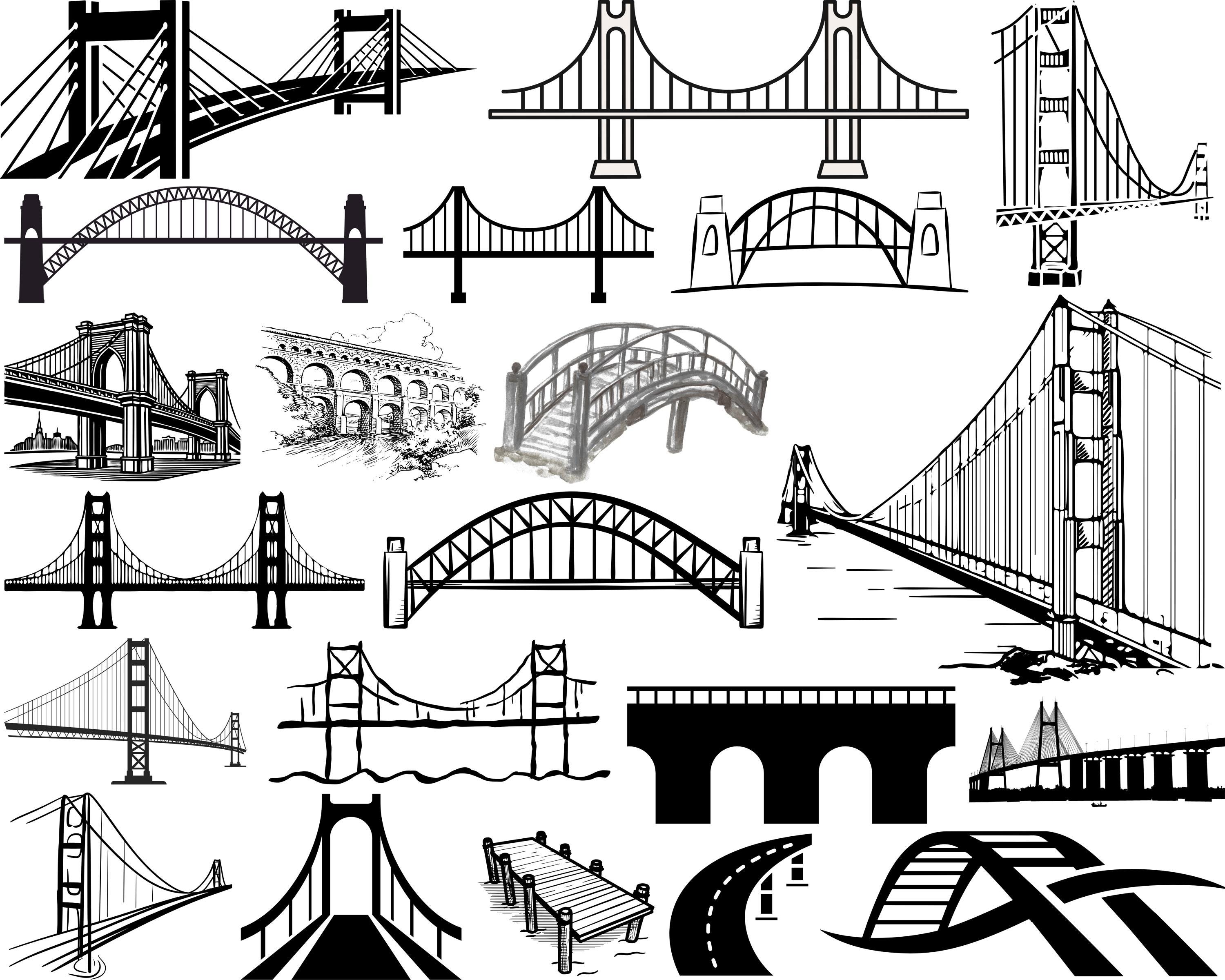 Bridge Svg Bundle, Bridge Cut File,bridge Silhouette, Pathway Eps ...