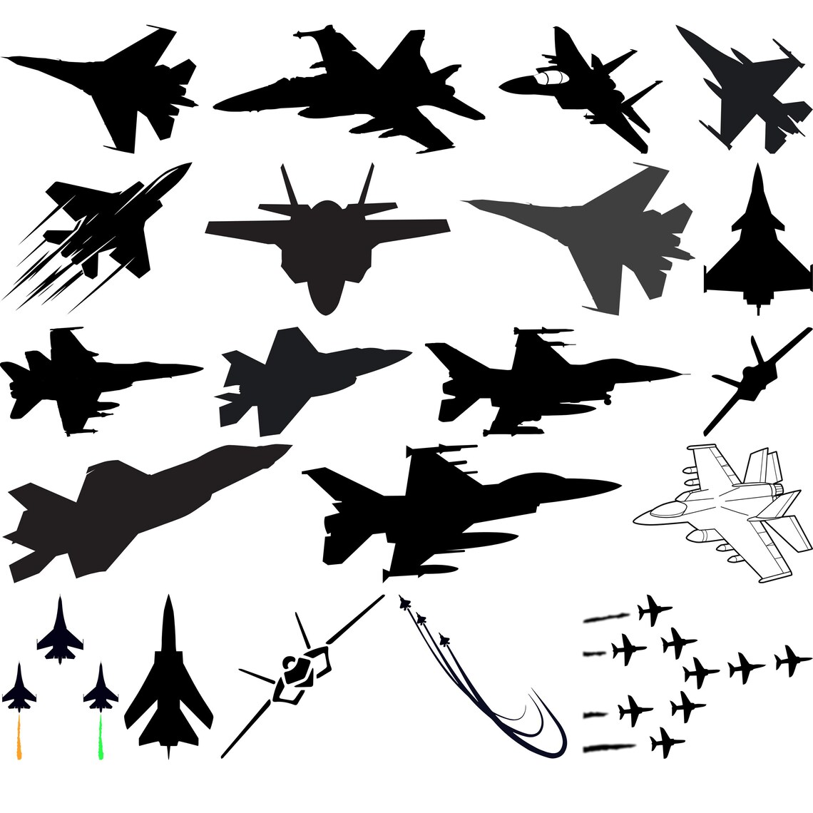 Fighter Jet SVG Bundle: Military Aircraft Vector Graphics (digital ...