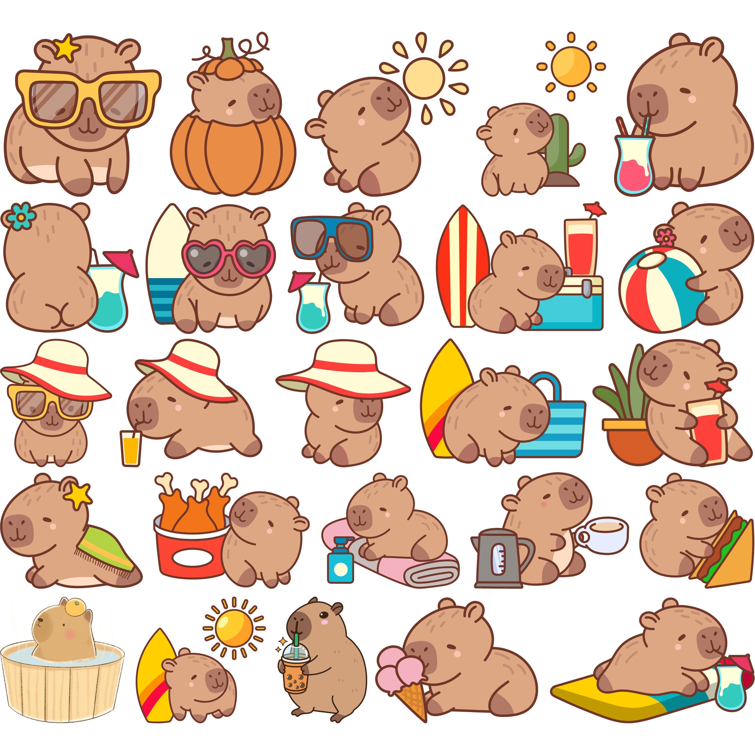 Cute Capybara PNG, Summer Capybara SVG Bundle, Anime Cartoon Digital ...
