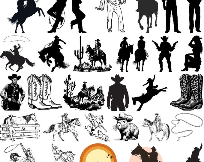 Cowboy Scene SVG Bundle, Western Scene Svg, Cowboy Svg, Cowboy Scene ...