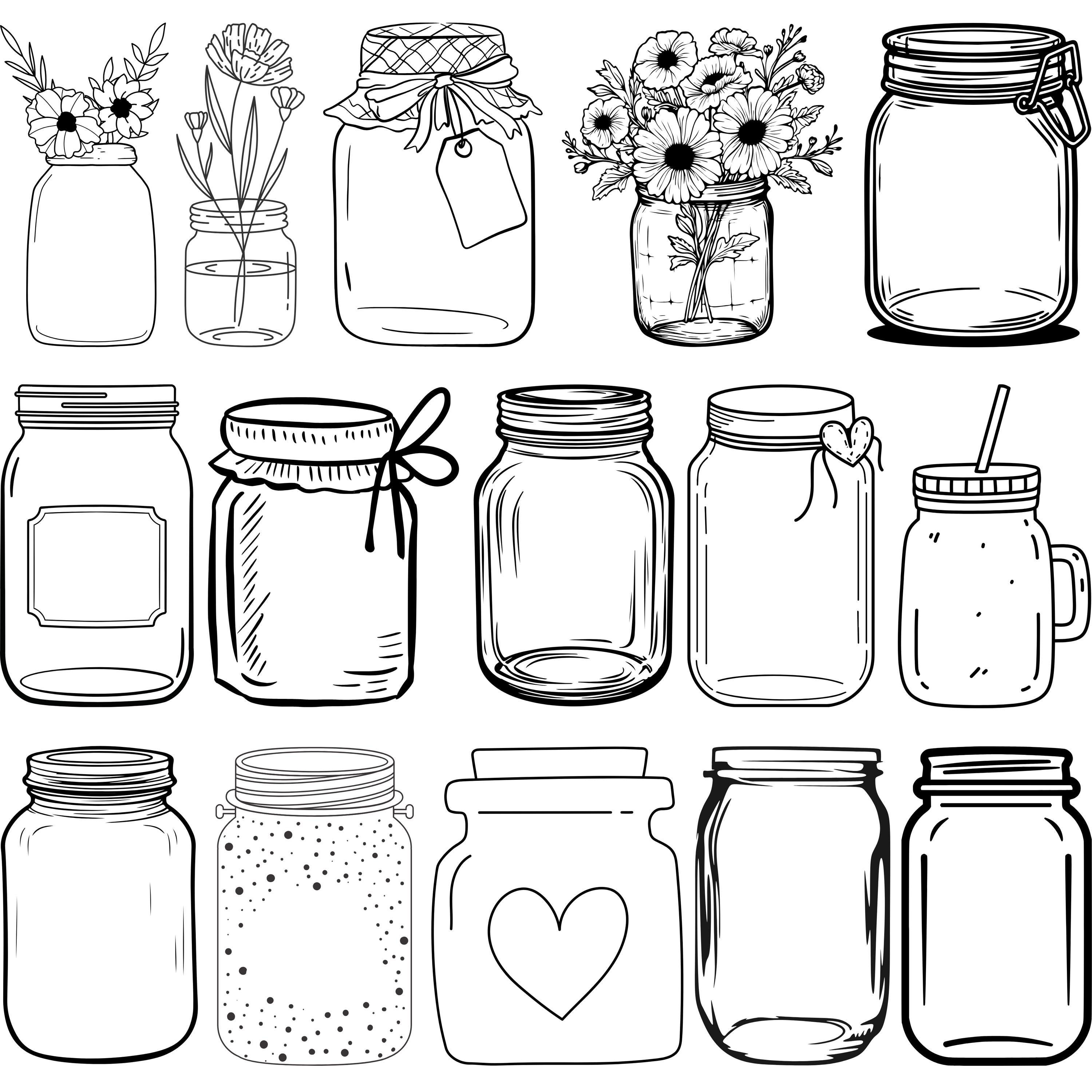 Mason Jar Svg, Mason Jar Cricut, Jar Clipart, Mason Jars Silhouette ...