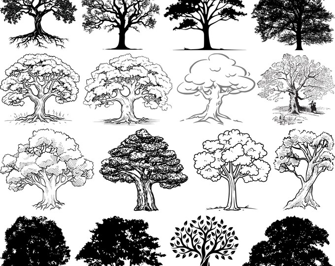 Oak Tree SVG Bundle, Oak Tree Dxf, Oak Tree Png,oak Tree Clipart, Oak ...
