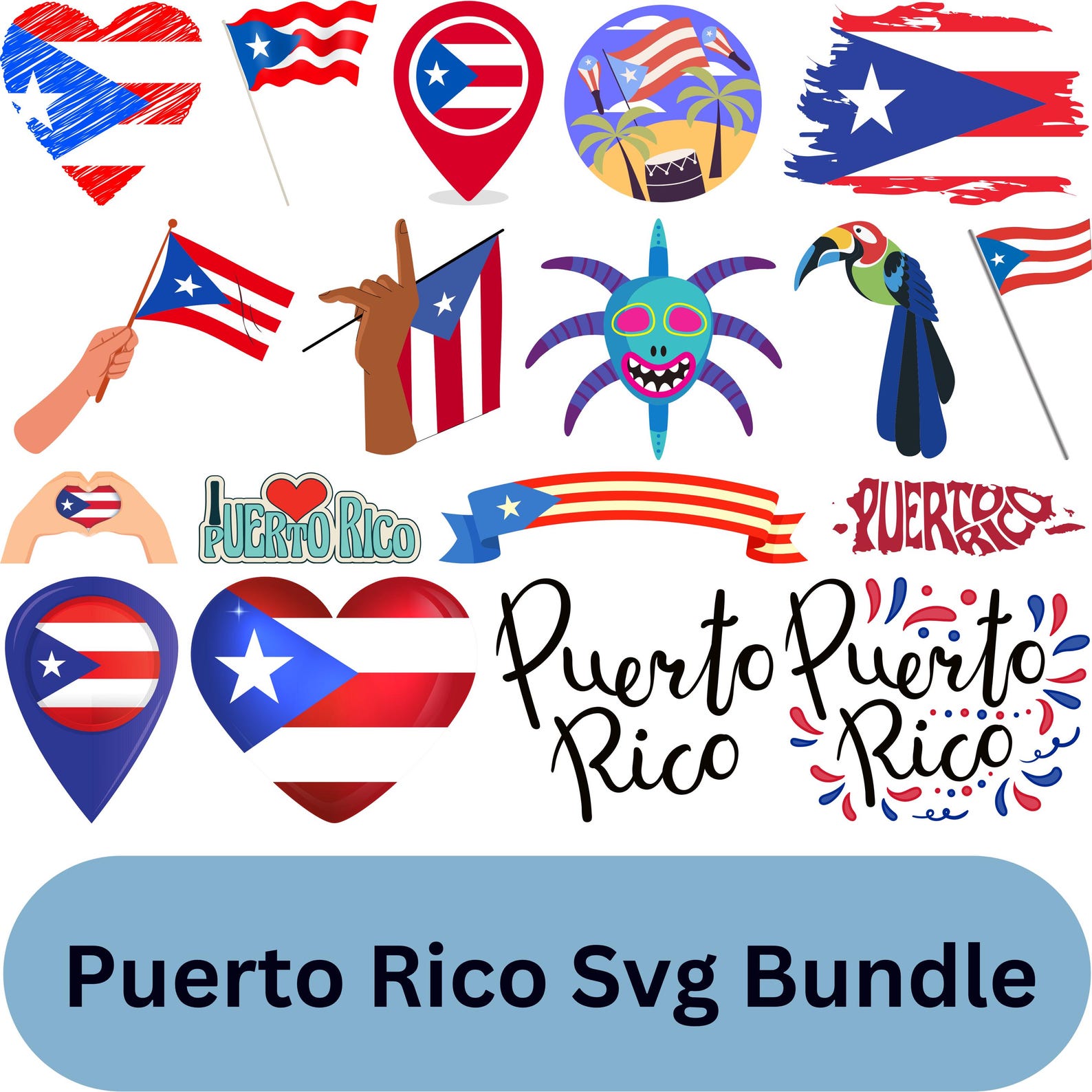 Puerto Rico Bundle Svg, Puerto Rico Frog, Taino Svg, Garita Svg, Puerto ...