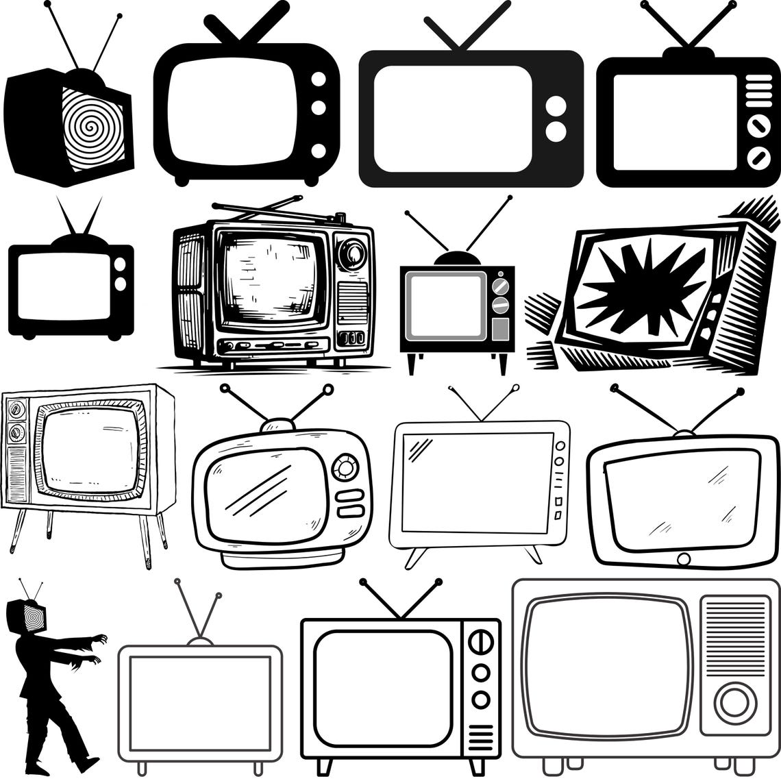 TV Svg, Television TV SVG Bundle. Led Screen Silhouette, Tv Vector ...