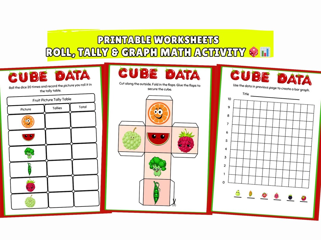 Printable Cube Data Worksheets | 10 Dice Roll Data Collection and Bar ...