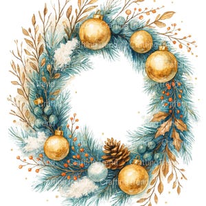 Watercolor Christmas Wreath Clipart Set: Holiday Floral Pngs (digital ...