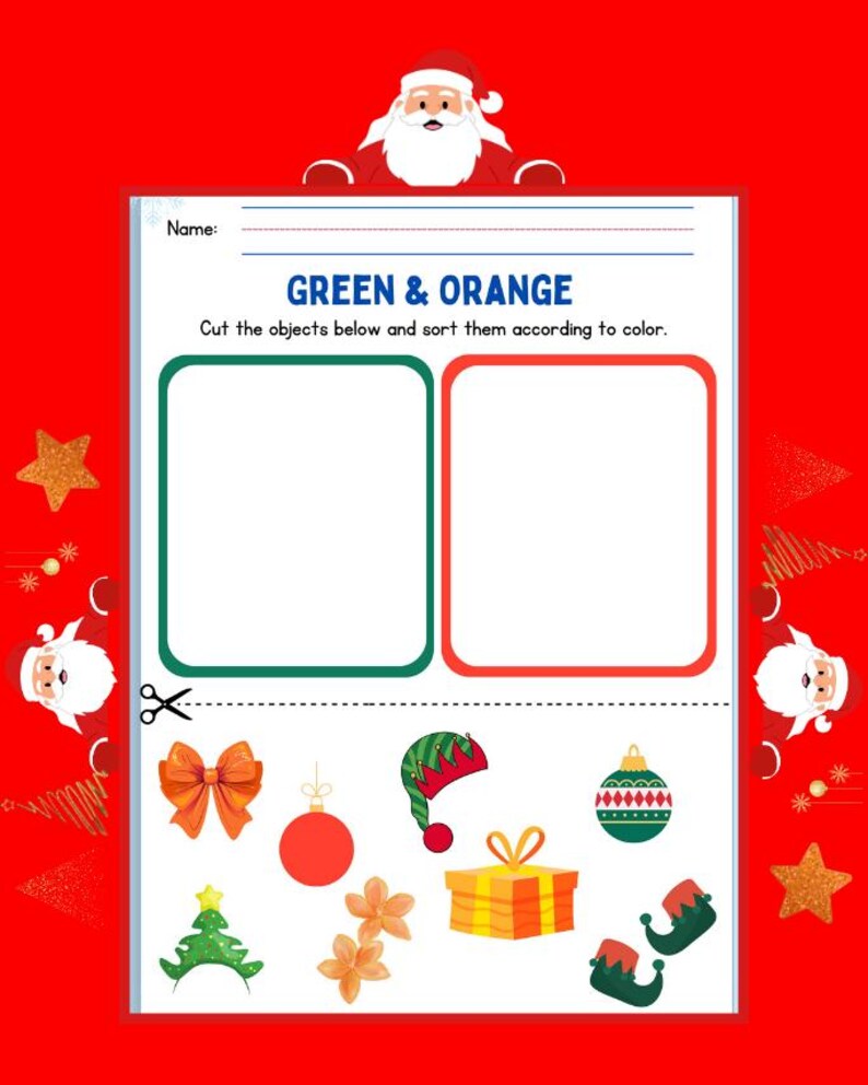 20 Cut and Sort Worksheets for Kids • Christmas Color Sorting ...