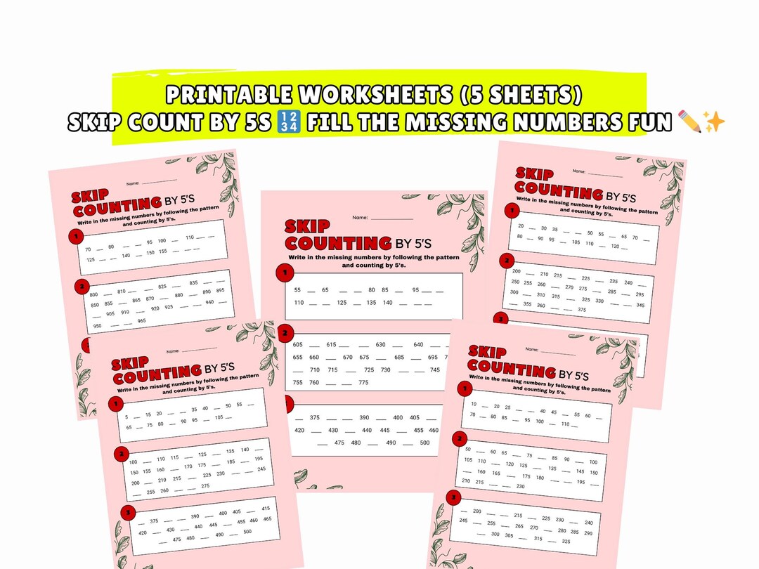 Printable Skip Counting Worksheets by 5s | Missing Numbers Math ...