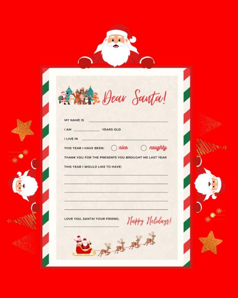 Christmas Dear Santa Letter and Envelope Printable Set | Kids Holiday ...