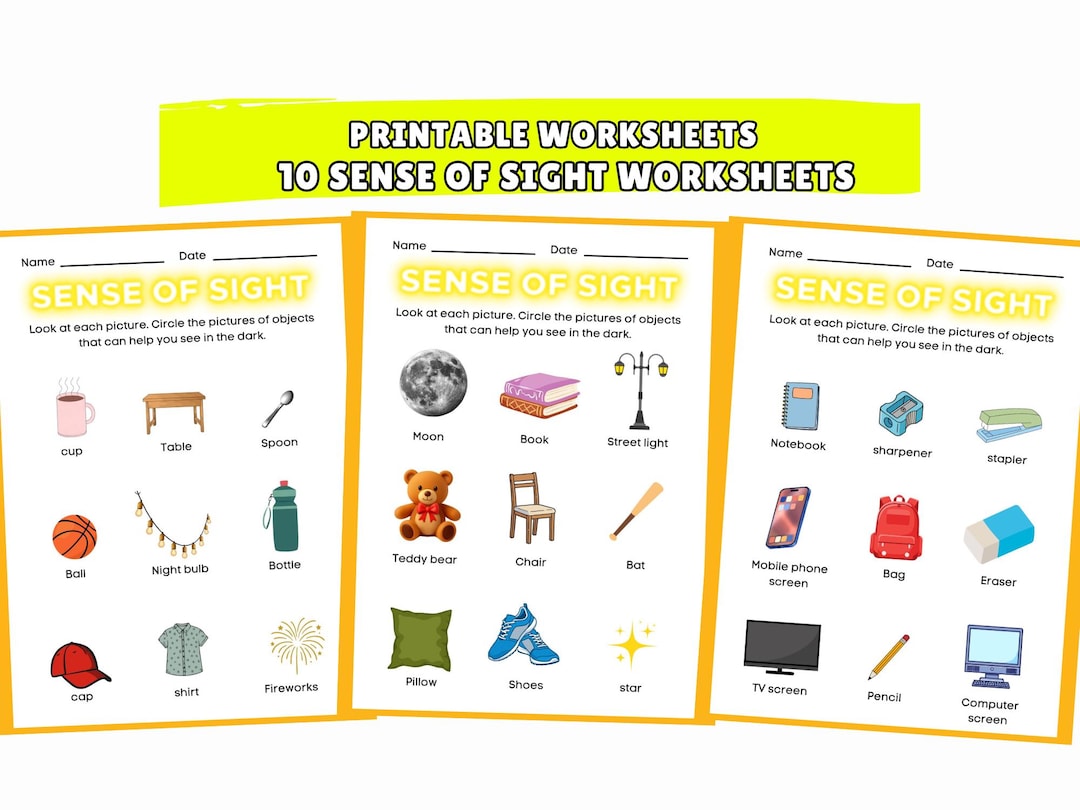 Printable Sense of Sight Worksheets | 10 Circle the Light Source ...