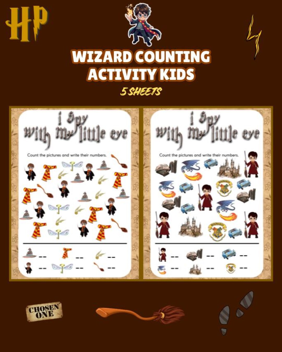 Wizard Counting Activity for Kids | 5 Printable Counting Worksheets ...