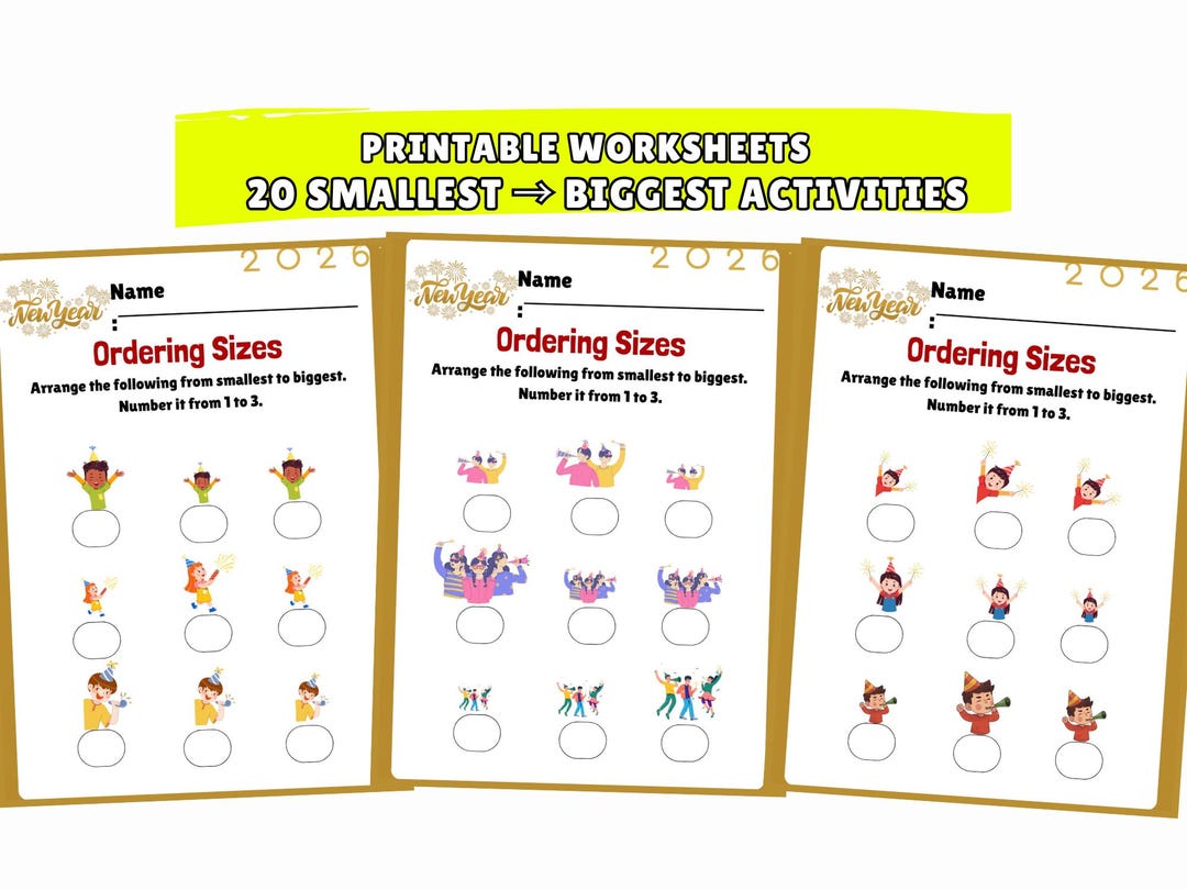 Printable Ordering Sizes Worksheets | 20 Smallest to Biggest Size ...